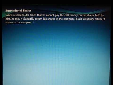 Surrender of shares,issue of shares to vendors and lien on shares ...