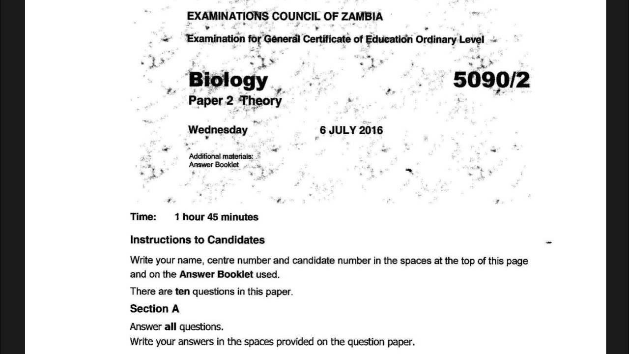 BIOLOGY PAPER 2 2016 GCE - YouTube