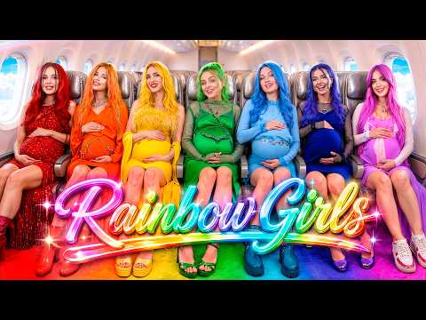 Défi de Grossesse des Filles Arc-en-ciel ! Fille Rouge VS Orange VS Jaune VS Verte