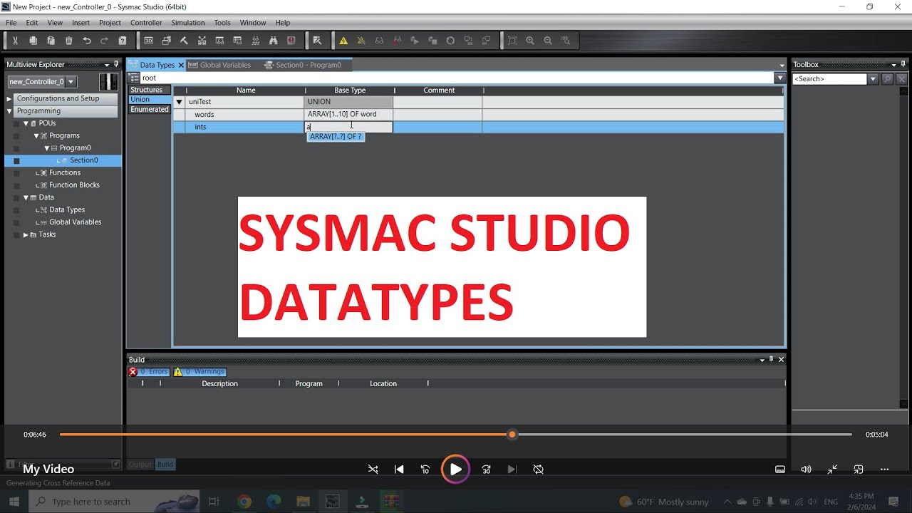 Omron PLC Sysmac Studio DataType #plc #programming - YouTube
