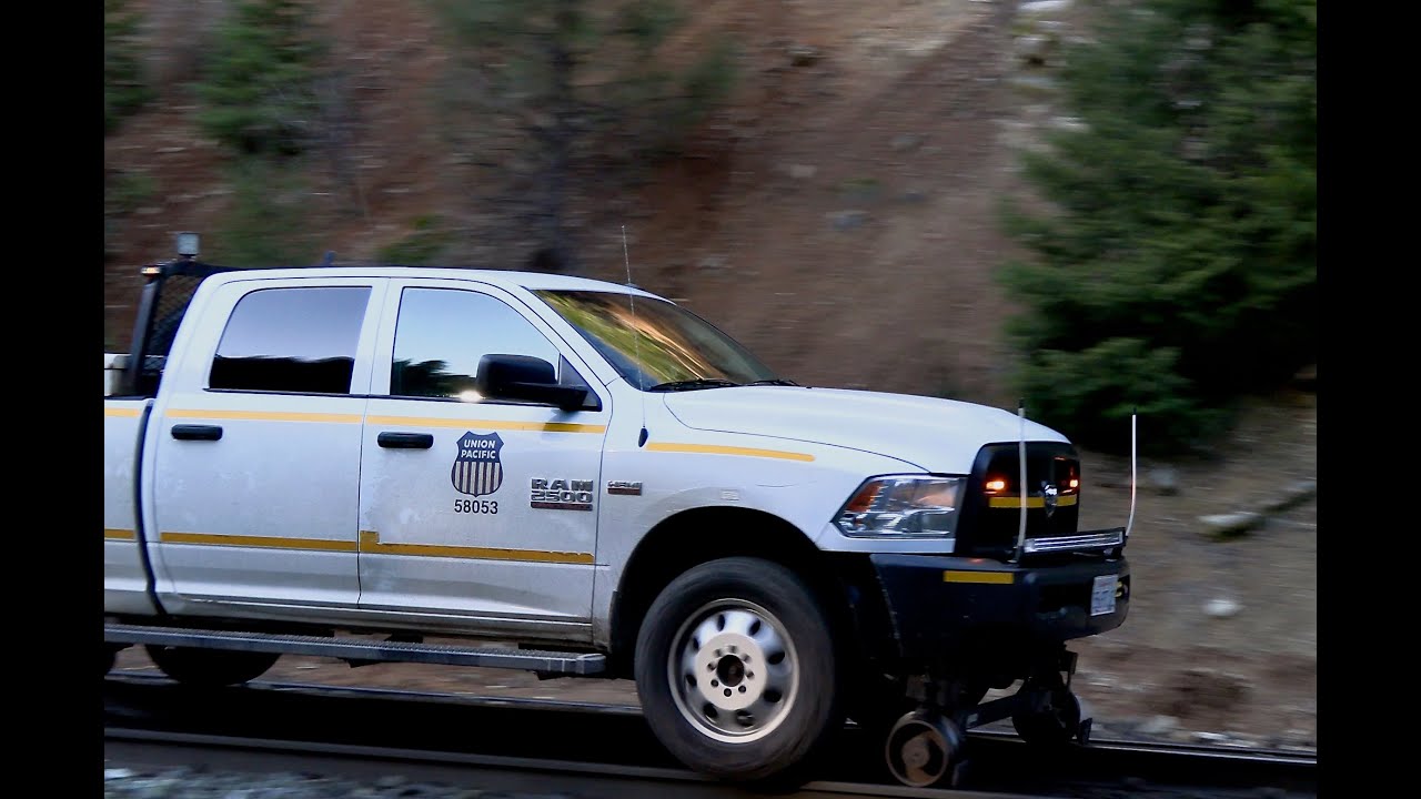 UNION PACIFIC Dodge RAM 2500 MoW truck crosses the Sacramento river a ...