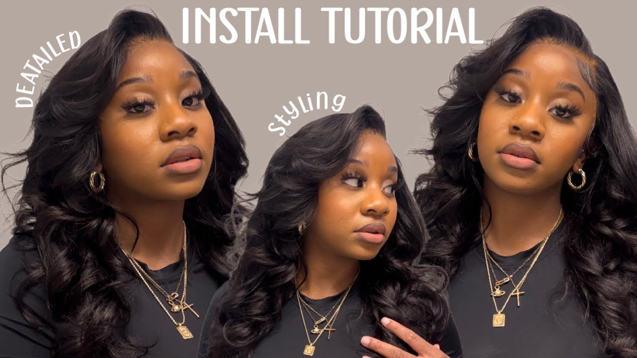Detailed 24 Inch Body Wave Wig Install Tutorial | Bald Cap + Install ...