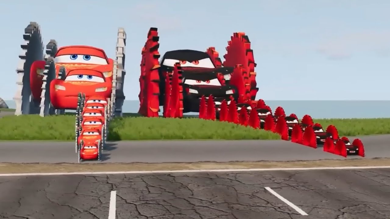 BeamNg.Drive Pixar Cars Lightning McQueen & Devil McQueen With ...