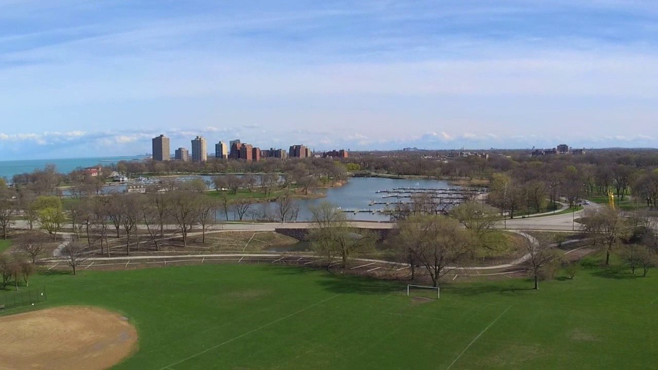 aerial view jackson park chicago south - YouTube