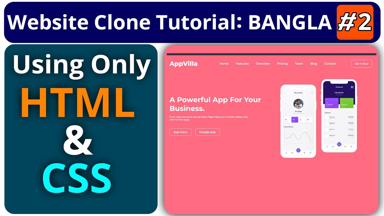 Appvilla #2 || Website Clone Tutorial || Using HTML & CSS || Learn Web ...