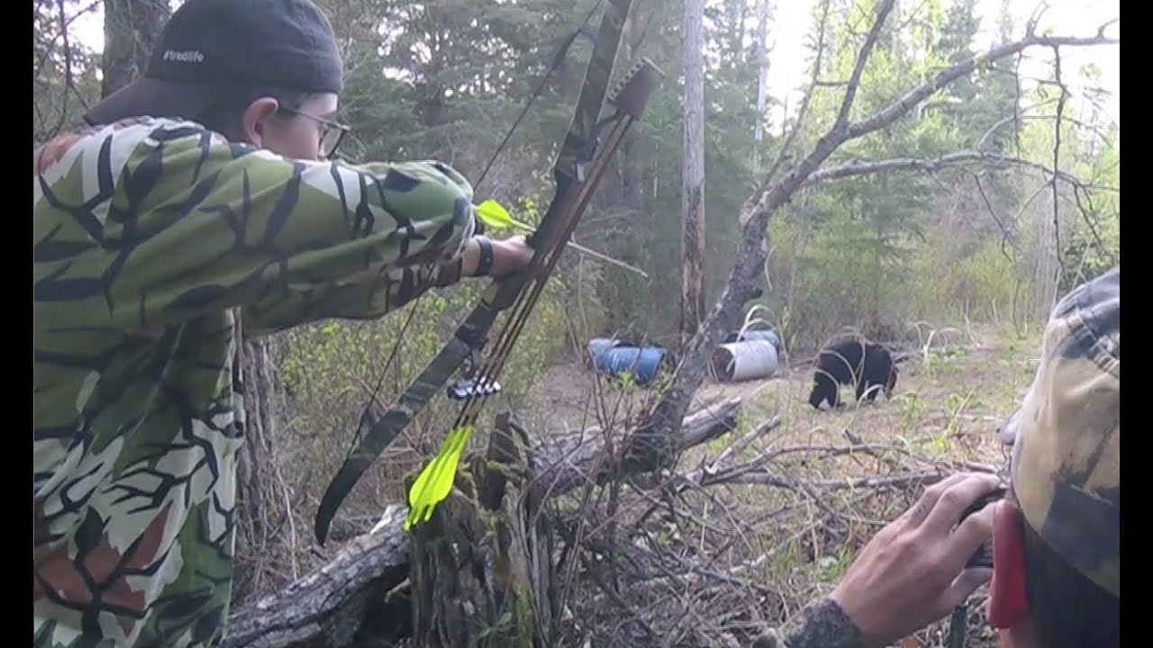 Boy Shoots Bear with Recurve from GroundBlind - YouTube