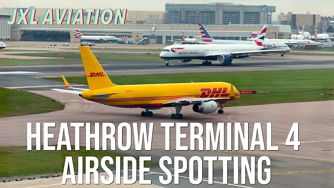 Heathrow 4K BEST AIRSIDE Spotting! T4 Observation Deck - Heavies ...