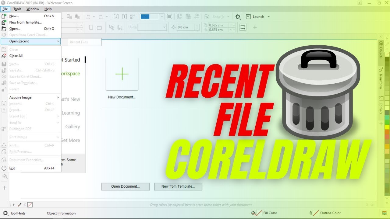 Tutorial Hapus Recent File Coreldraw - YouTube