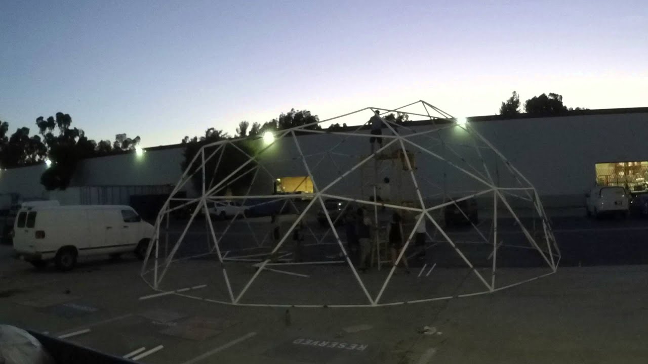 Naked Rainbow - 42' PVC Geodesic Dome Test Build Time Lapse - YouTube