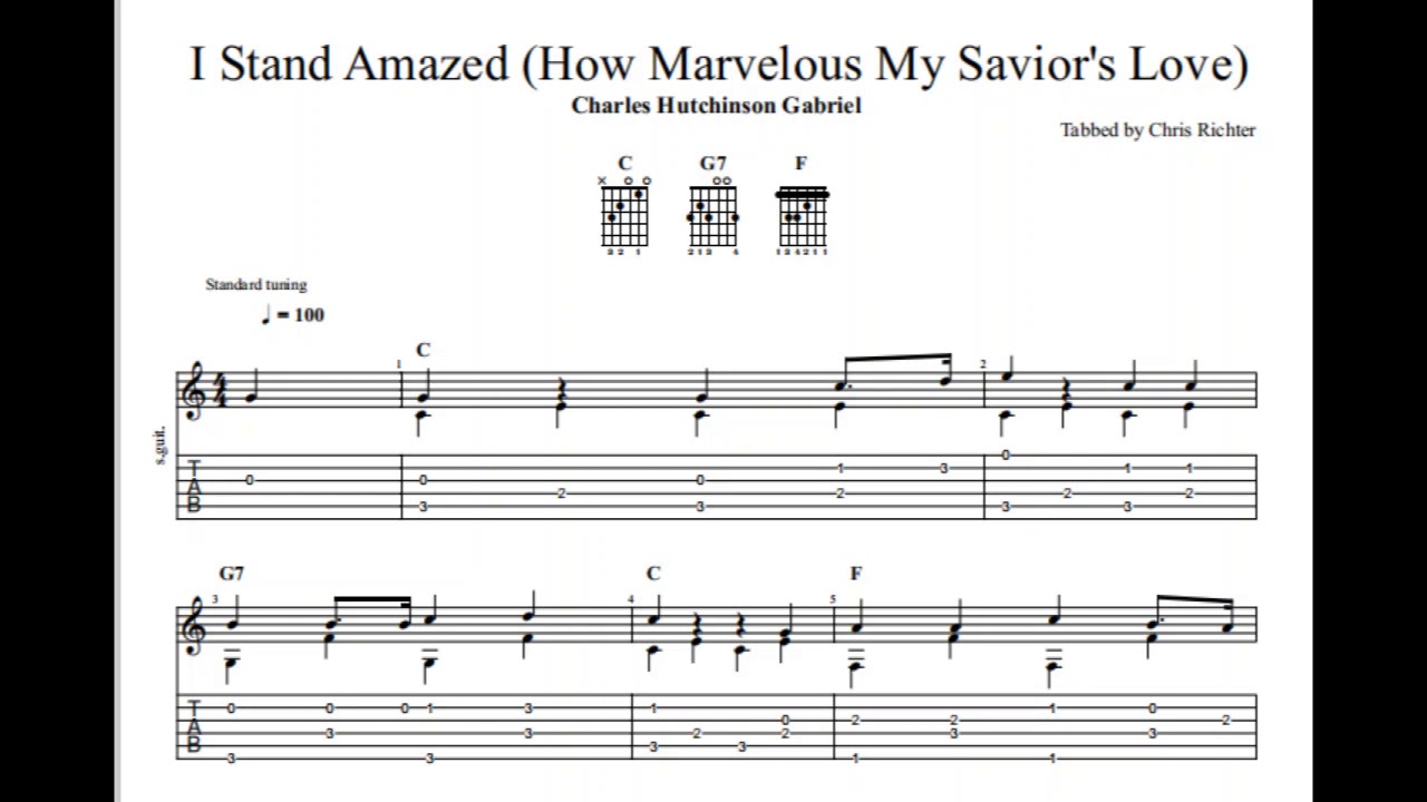 Charles Hutchington Gabriel: I Stand Amazed with tablature/sheet music ...