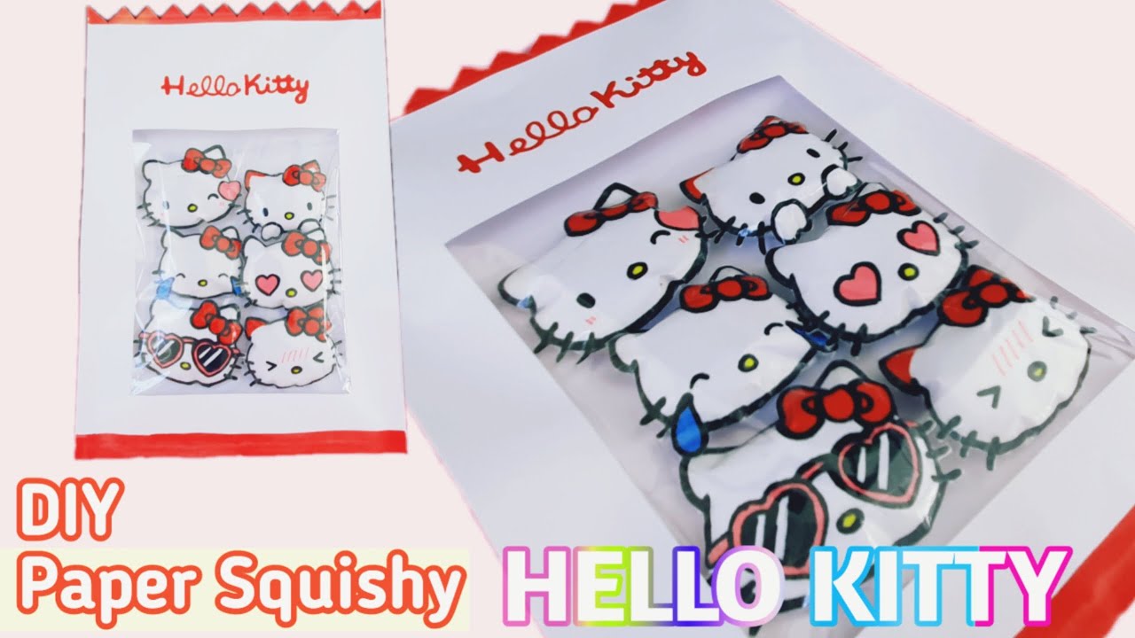 TUTORIAL PAPER SQUISHY BLIND BAG Hello Kitty | Sanrio | Homemade - YouTube