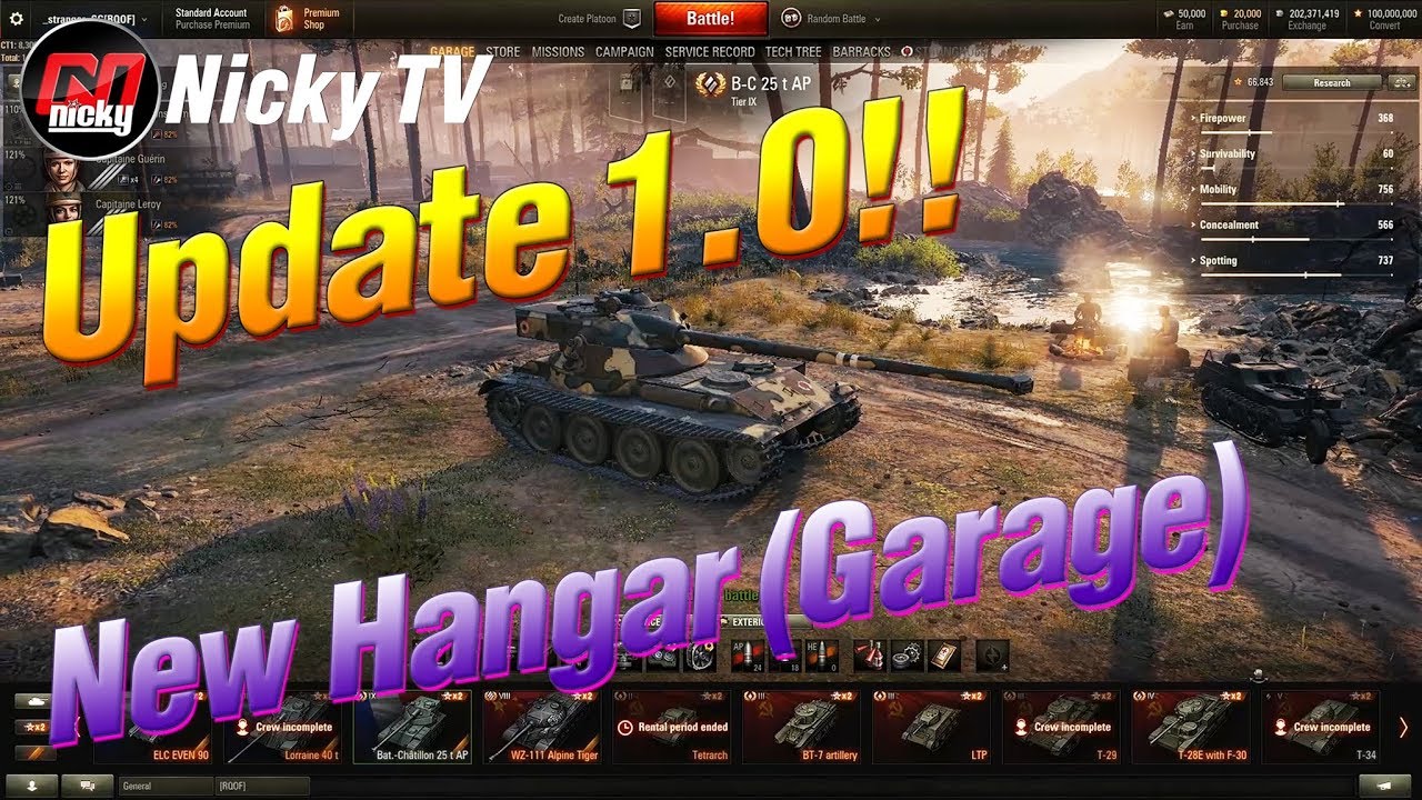 World of Tanks || Update 1.0!! New Hangar (Garage) - YouTube