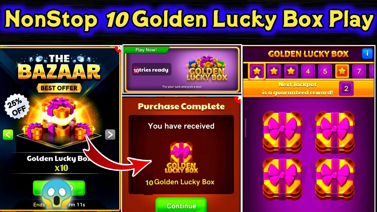 NonStop 10 Golden Lucky Box Play😱 Carrom Pool Golden Lucky Box😱 Amazing ...
