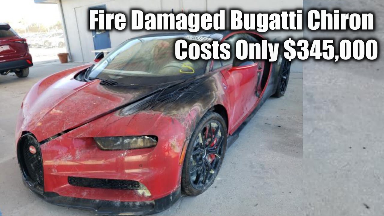 1st Fire Damaged Bugatti Chiron Is Up For Grabs $345,000 - YouTube
