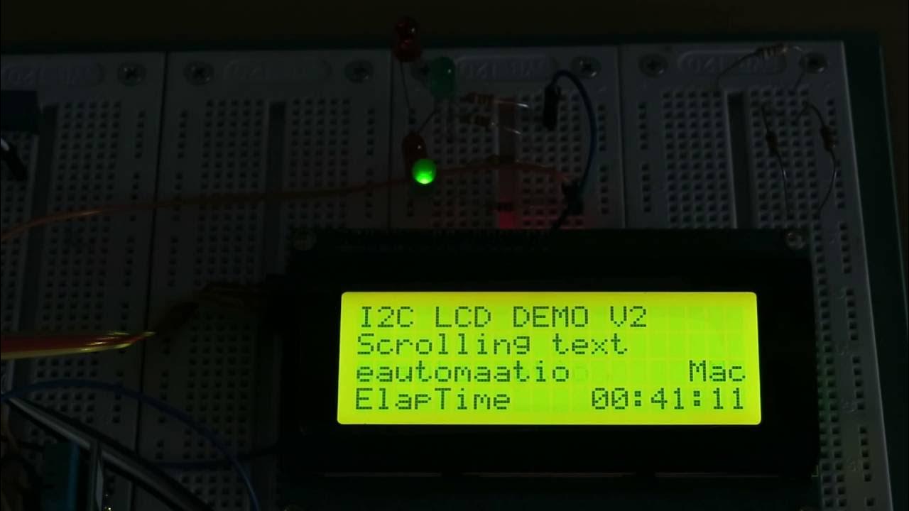 Arduino I2C LCD Scrolling text + toggling LEDs - YouTube