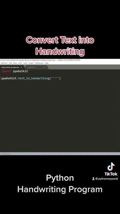 Python convert any text into handwriting text - YouTube