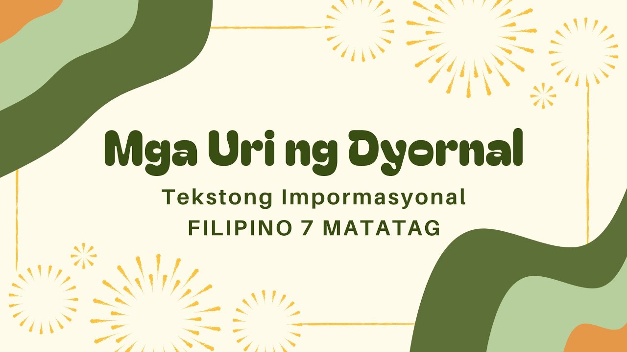 Mga Uri ng Dyornal - FILIPINO 7 MATATAG - YouTube