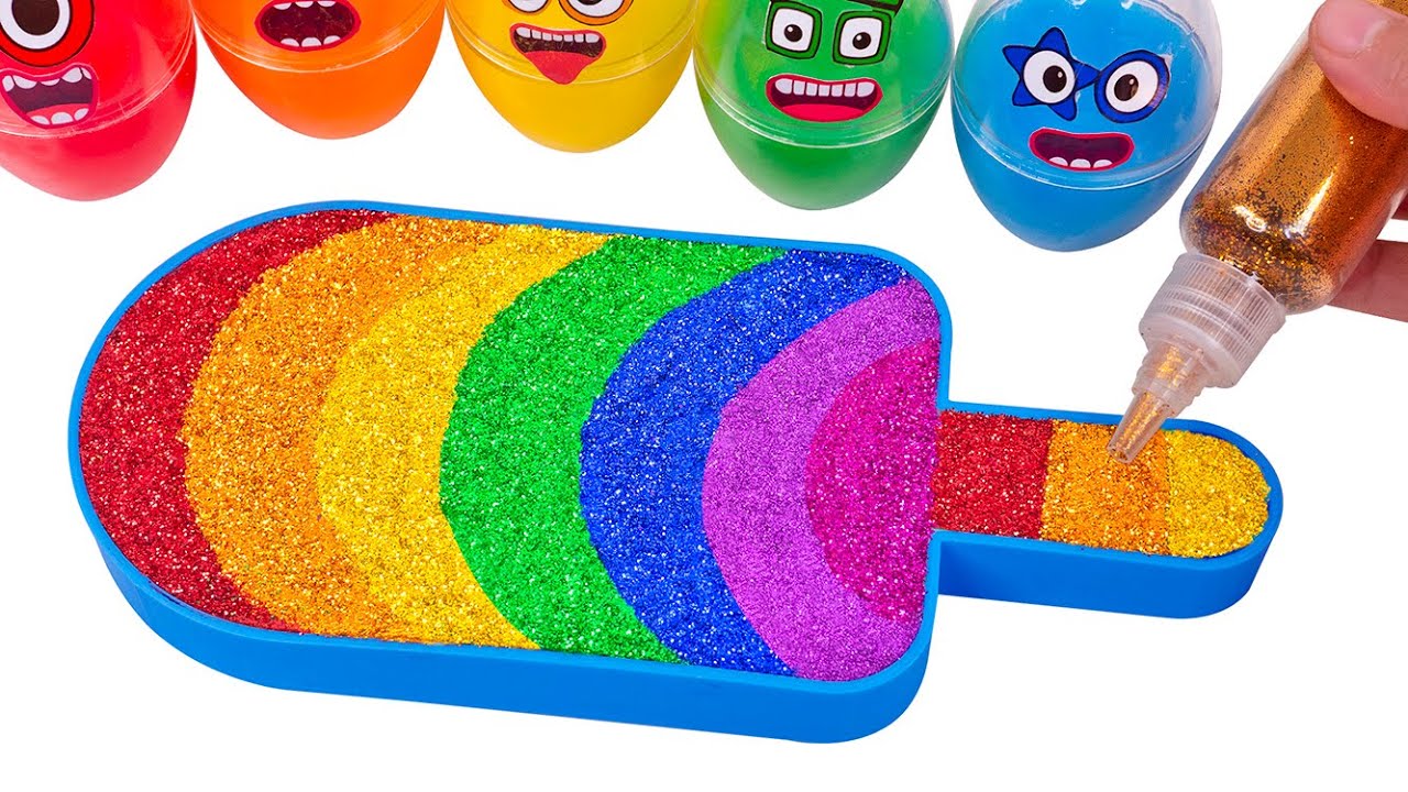 Mixing All My Slime l How To Make Rainbow Glitter Ice Cream Glossy ...