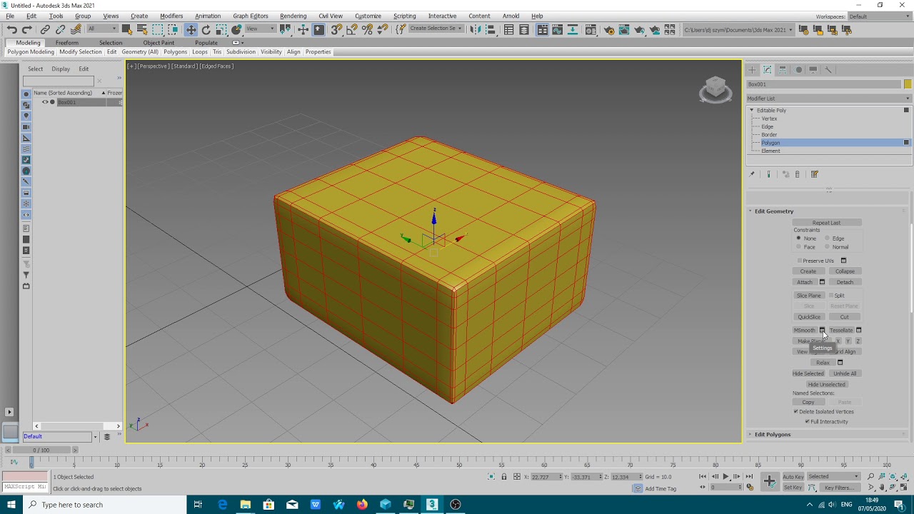 3ds max 2021 - how to subdivide poligons (2020) - YouTube