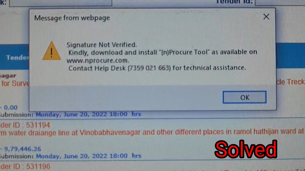 Signature not verified | nprocure | solved.#nprocure#solved - YouTube