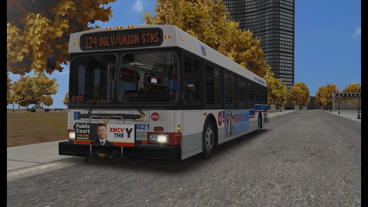 OMSI 2. Add-on Chicago Downtown, Line 124, New Flyer D40LF. Part 2 ...