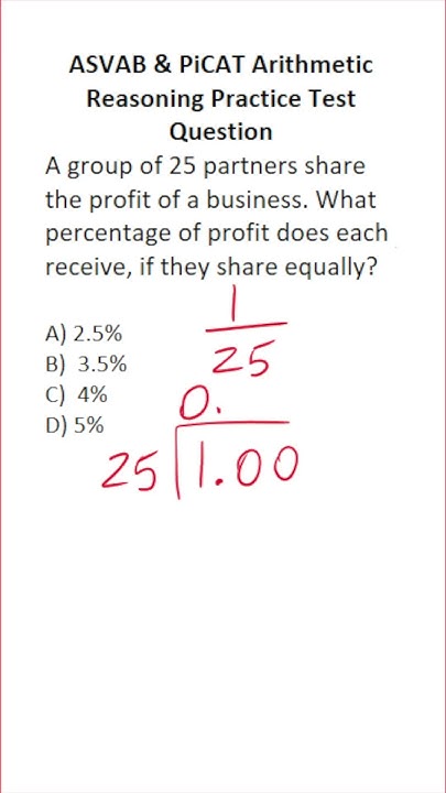 ASVAB/PiCAT Math Knowledge Practice Test Q: Percents/Fractions # ...