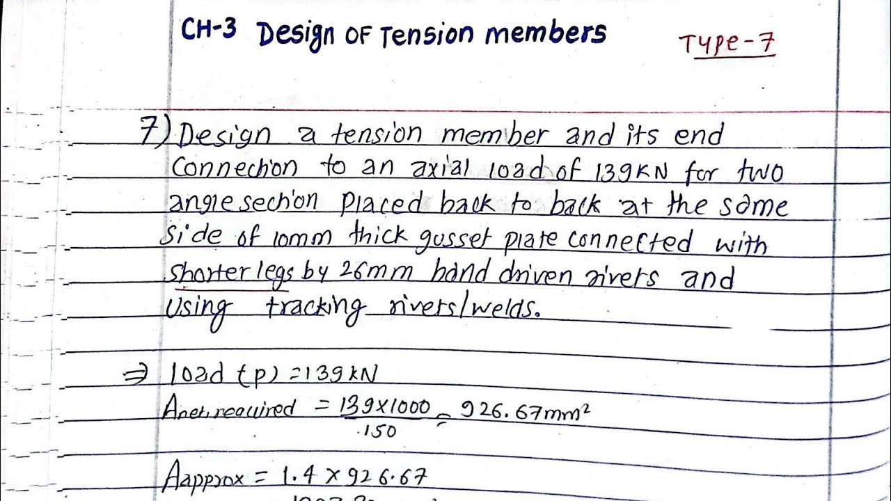 Unit:3 | Tension Member | Types:7 | Numerical | Prashant YT | BE Civil ...