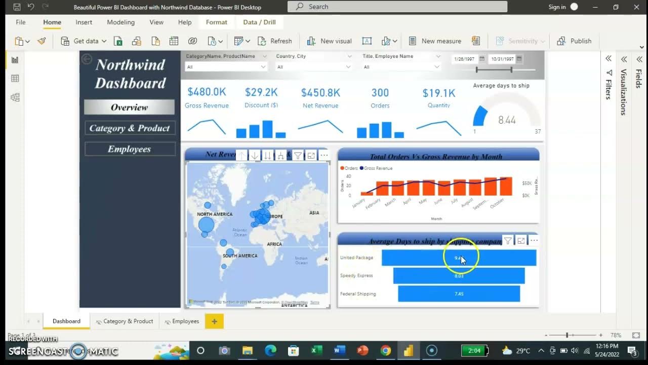PowerBI Dashboard with Northwind database - YouTube