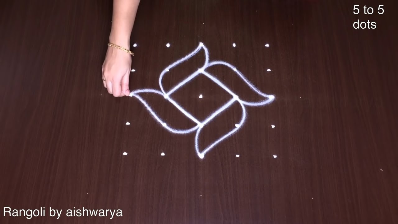 Easy Latest Small Flower Design Rangoli 5x5 Dots | Simple Kolam Chinna ...