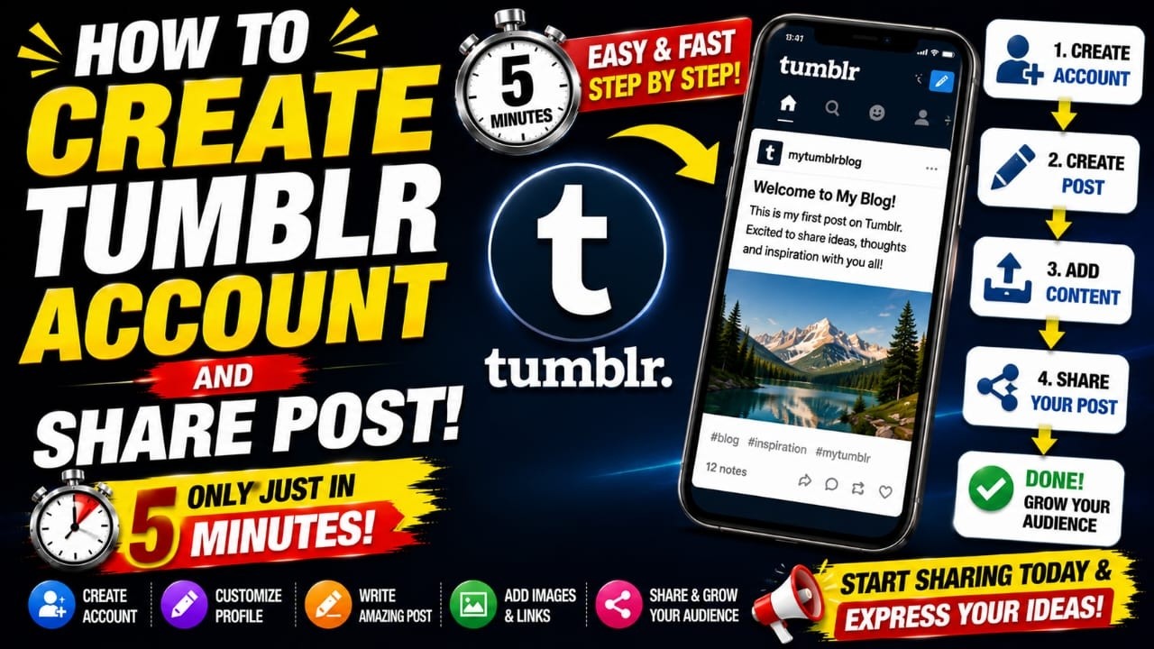 How to Create Tumblr Account and Share Post only just in 5 minutes ...