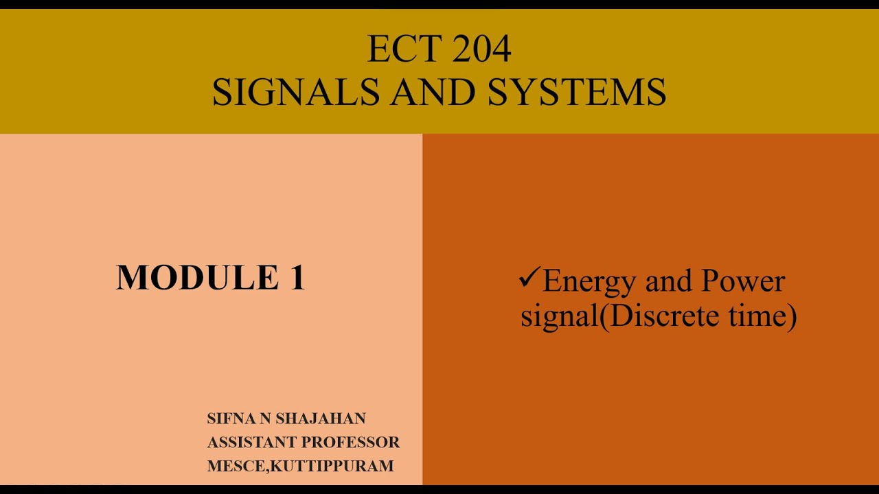 ECT204 Signals and Systems|Energy and Power signal - YouTube