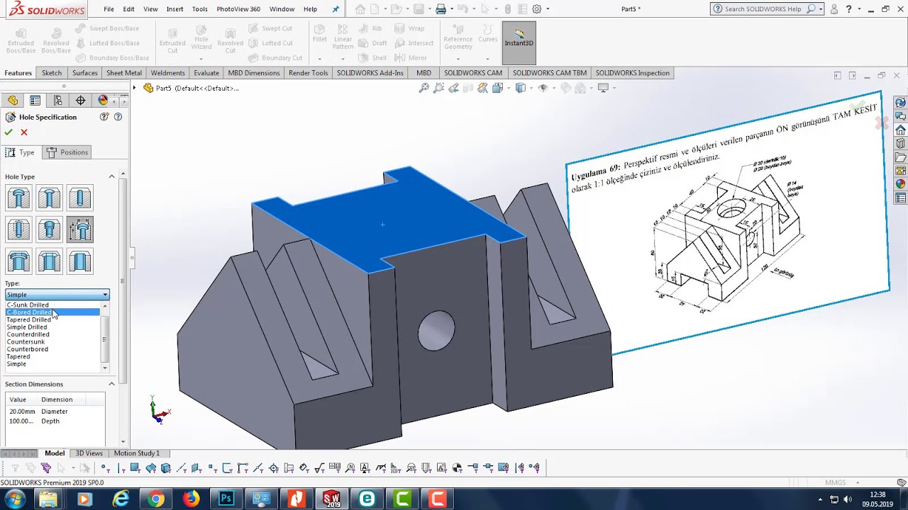 SolidWorks Part Design and Drawing_105 - YouTube