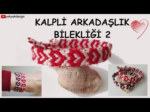 Kalpli Makrome Bileklik Yapımı2 - İple Bileklik Örme - Easy Heart Friendship Bracelet