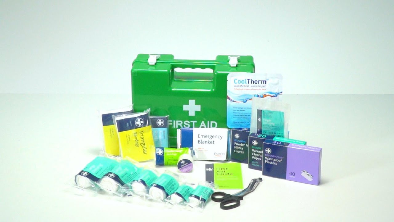 Workplace First Aid Box to British Standard - YouTube