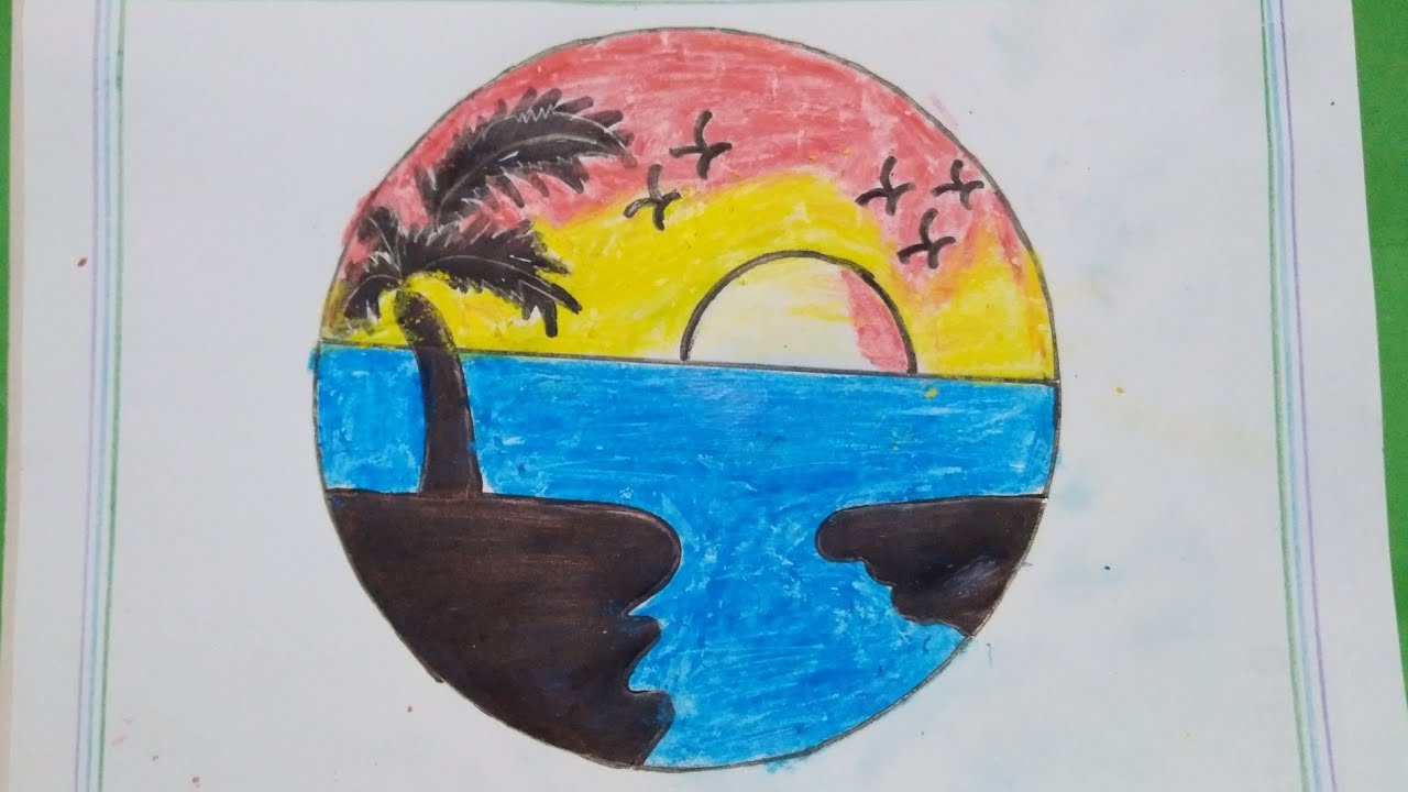 Scenery drawing||How to drawing a nature scenery||prakitik drisso ...