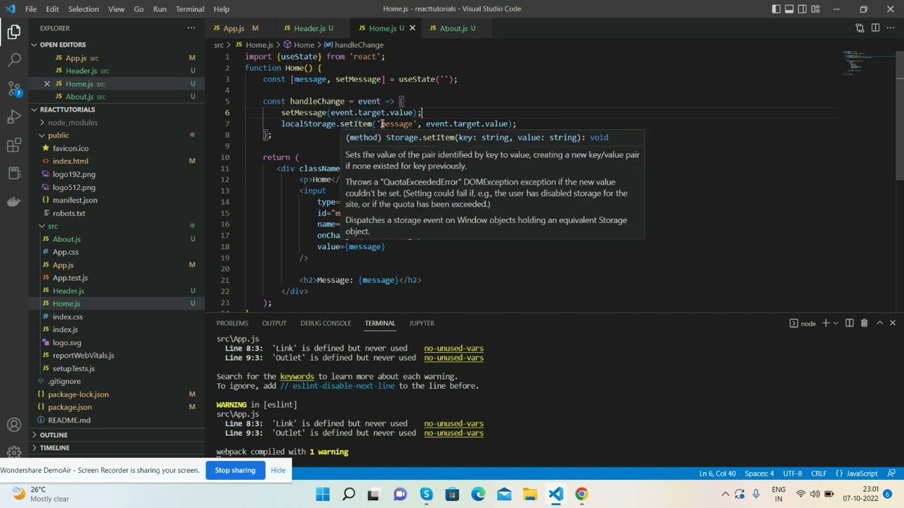 Reactjs Share Data Between Components Method 2 : LocalStorage ... Reactjs Share Data Between Components Method 2 : LocalStorage ...