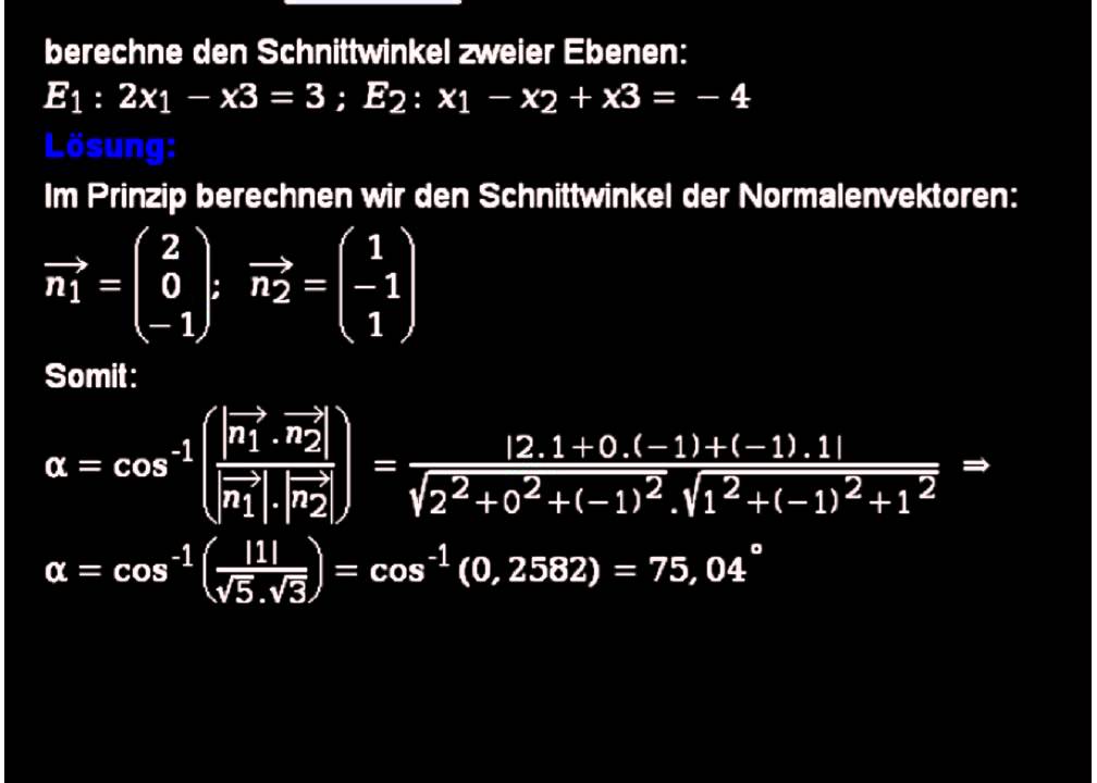 Schnittwinkel zweier Ebenen - YouTube