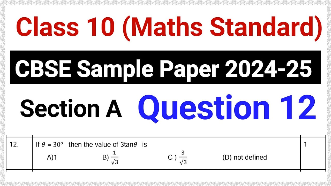 Question 12 CBSE Sample Paper Class 10 Mathematics Standard | JP Sir ...