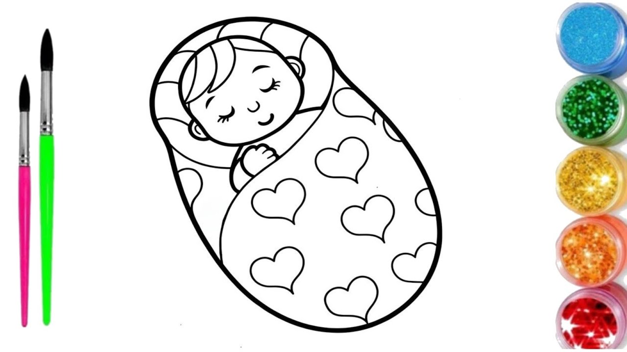 cute baby drawing colouring and painting for kids / how to draw cute ...