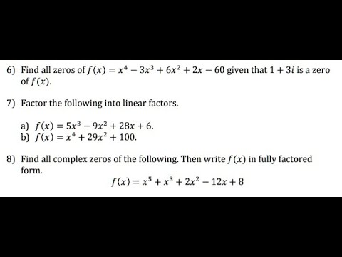 [Math] Find all zeros of given that is a zero of 7 Factor the following ...
