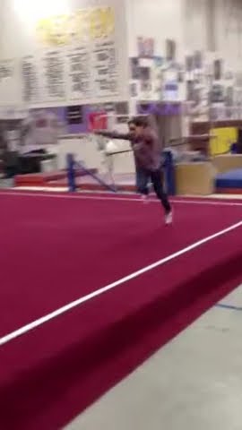 Girl doing a back handspring, back tuck after 3 yrs of no gymnastics ...