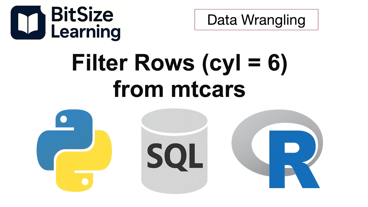 Data Wrangling Tutorial: Filter Rows (cyl = 6) in Python, SQL, and R ...