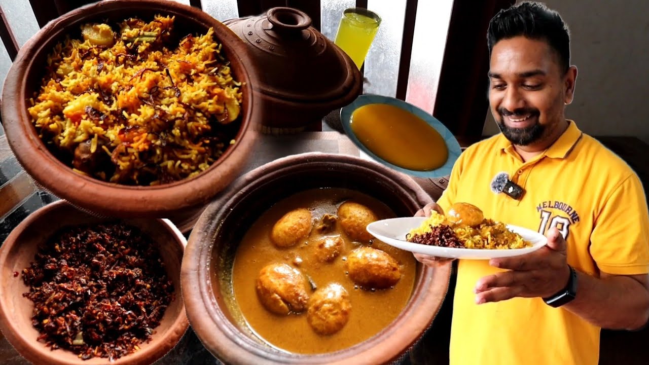 BIRYANI, EGG CURRY, UMBALAKADA SAMBOL, CUSTARD PUDDING, MANGO JUICE ...