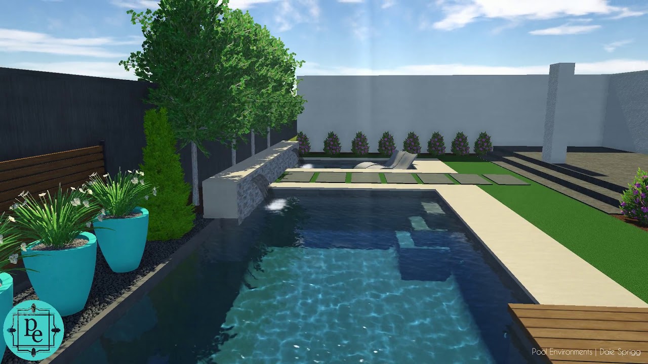 Dallas custom pool design with split spa featuring wet-deck - YouTube