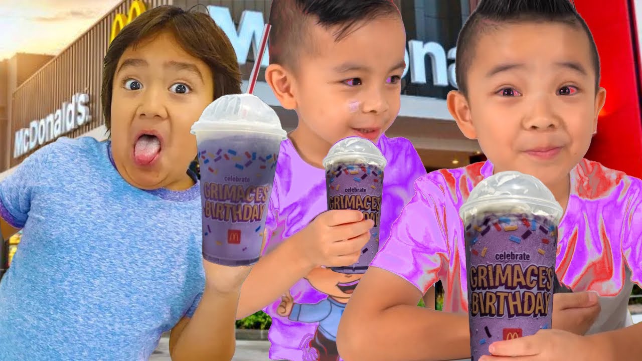 Ryan's World and CKN Boys Calvin and Kaison Try the Grimace Shake ...