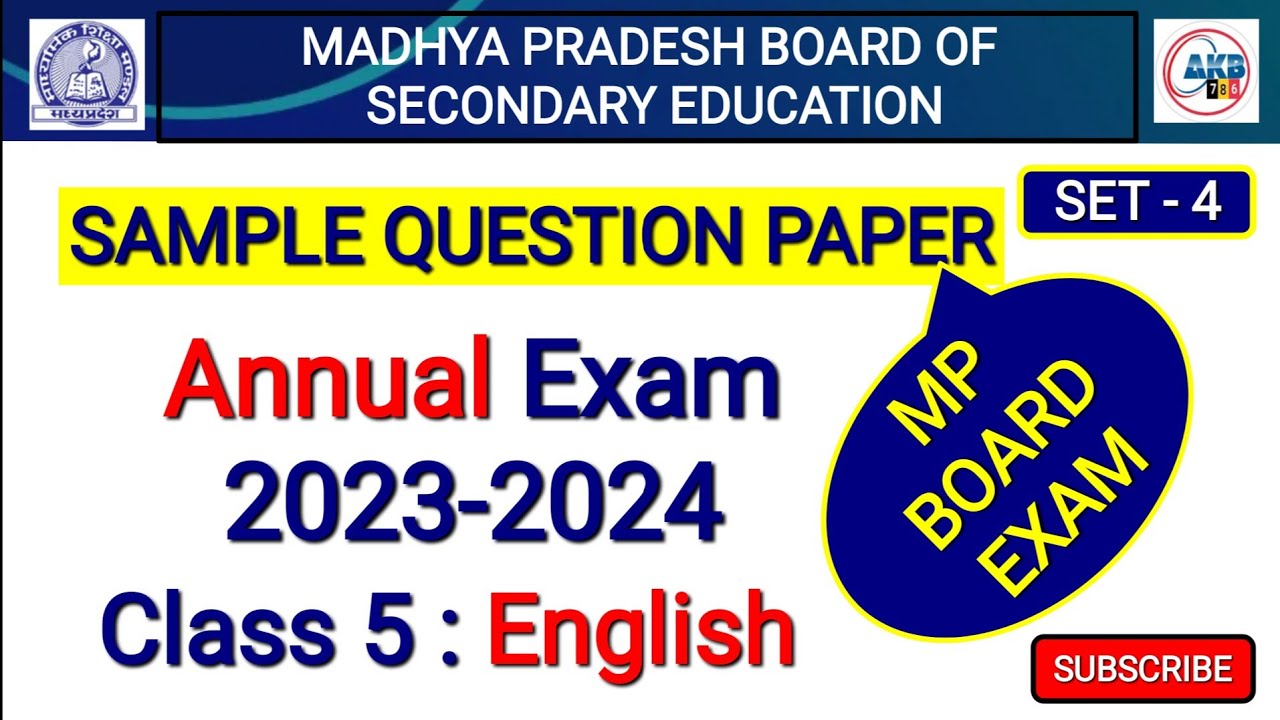 Class 5 Mp Board Exam Paper | Class 5 English Board Paper | Class 5 ...