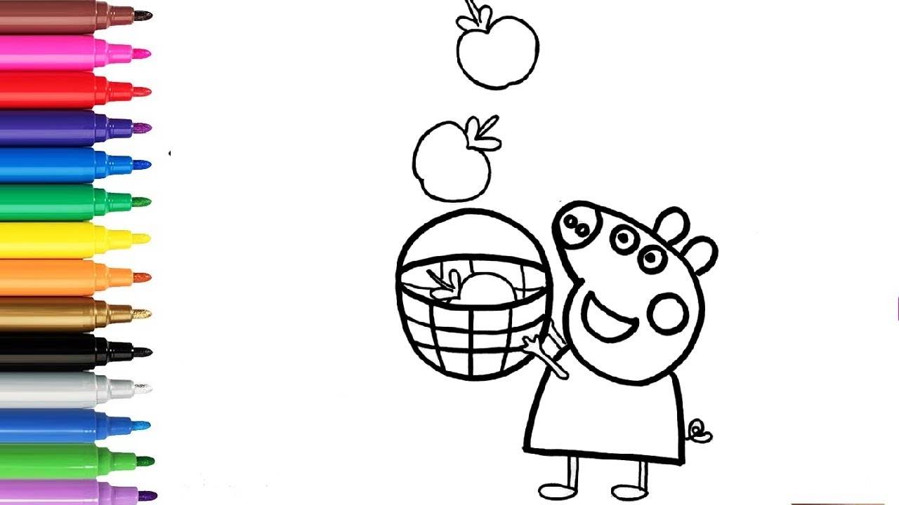 Peppa Pig Goes to Apple Picking 🐷😍🍎🍎 Easy Drawing and Coloring for Kids ...