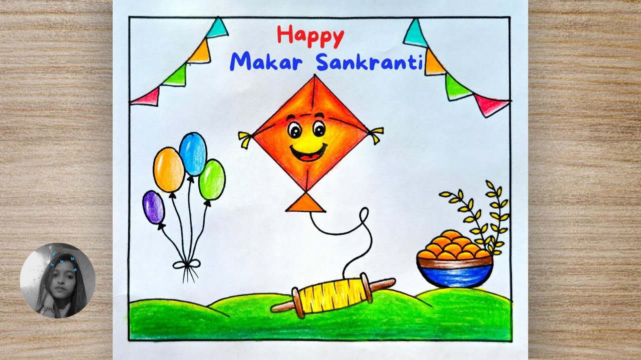 Makar Sankranti drawing easy 😍 | Happy Makar Sankranti drawing| How to ...