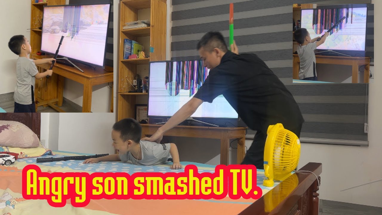 Angry son smashed TV. Dad fixed broken TV. - YouTube