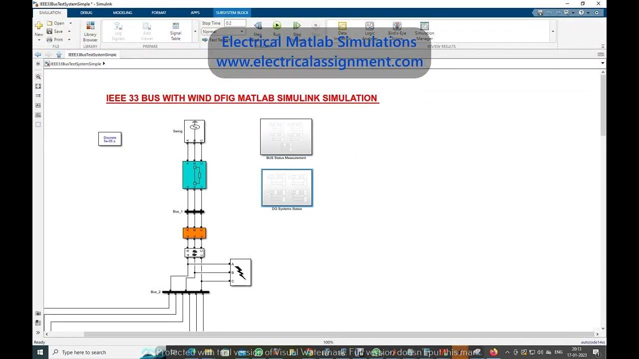 IEEE 33 BUS WITH WIND DFIG MATLAB SIMULINK SIMULATION - YouTube